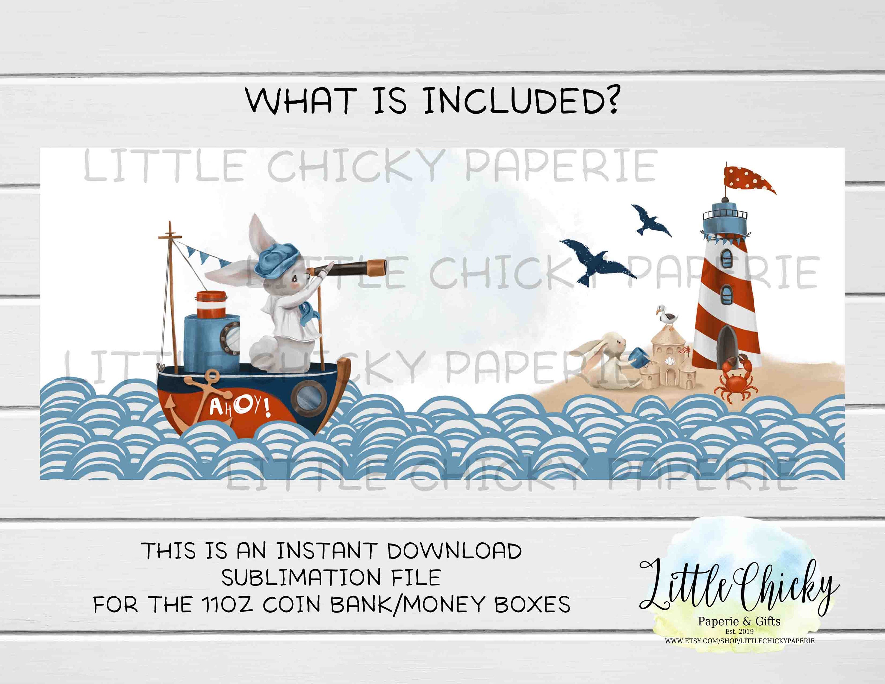 Nautical Money Box Coin Bank Full Wrap Sublimation Design - Etsy