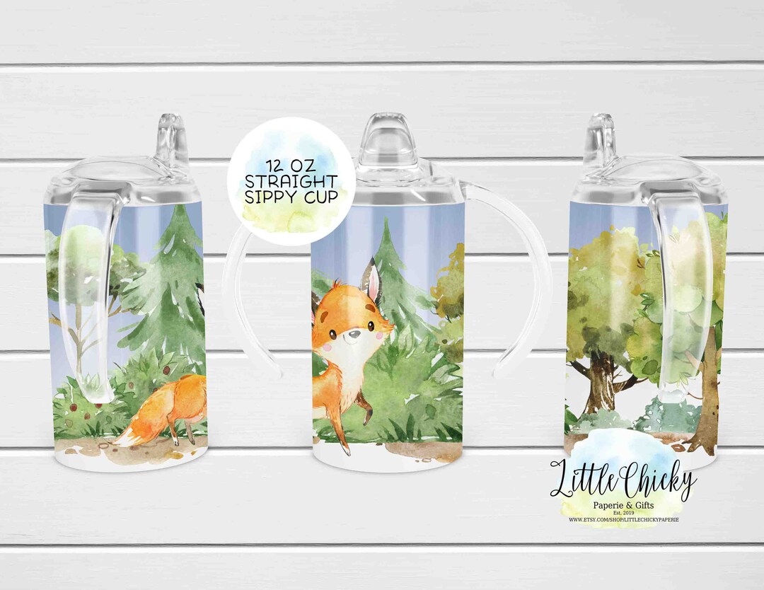 Fox 12oz Straight Sublimation Sippy Cup Wrap, Woodland Animals Sippy ...