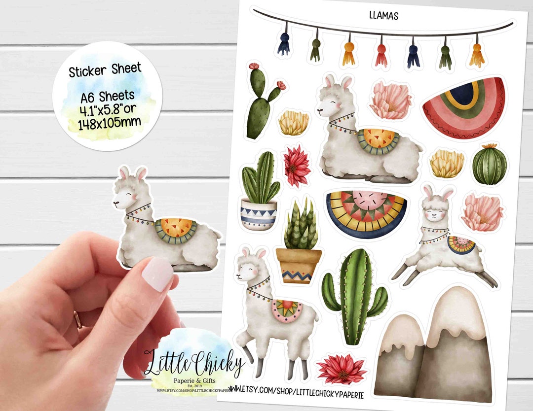 Sticker Sheet - Cute Llama Stickers, Planner Stickers, Scrapbook ...