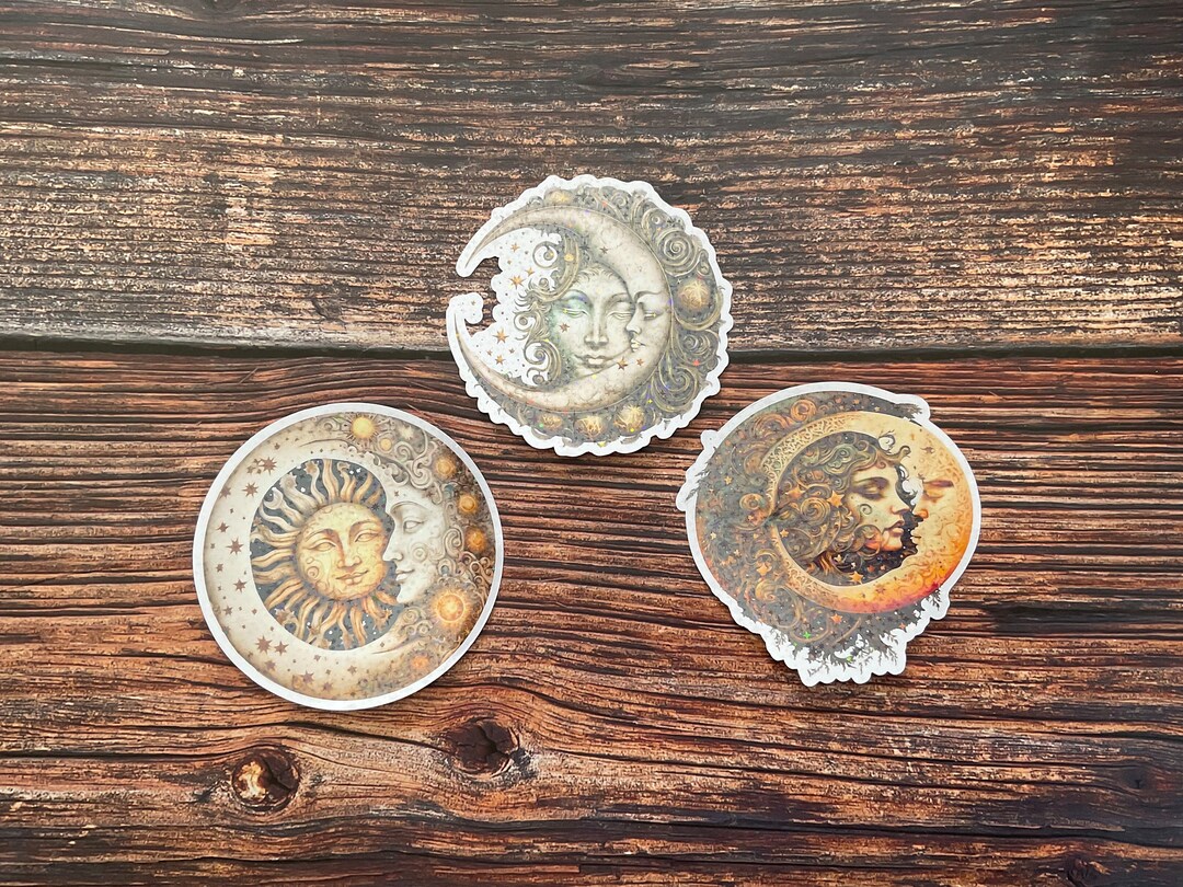 Celestial Holographic Vinyl Stickers - Sun, Moon and Stars Stickers ...