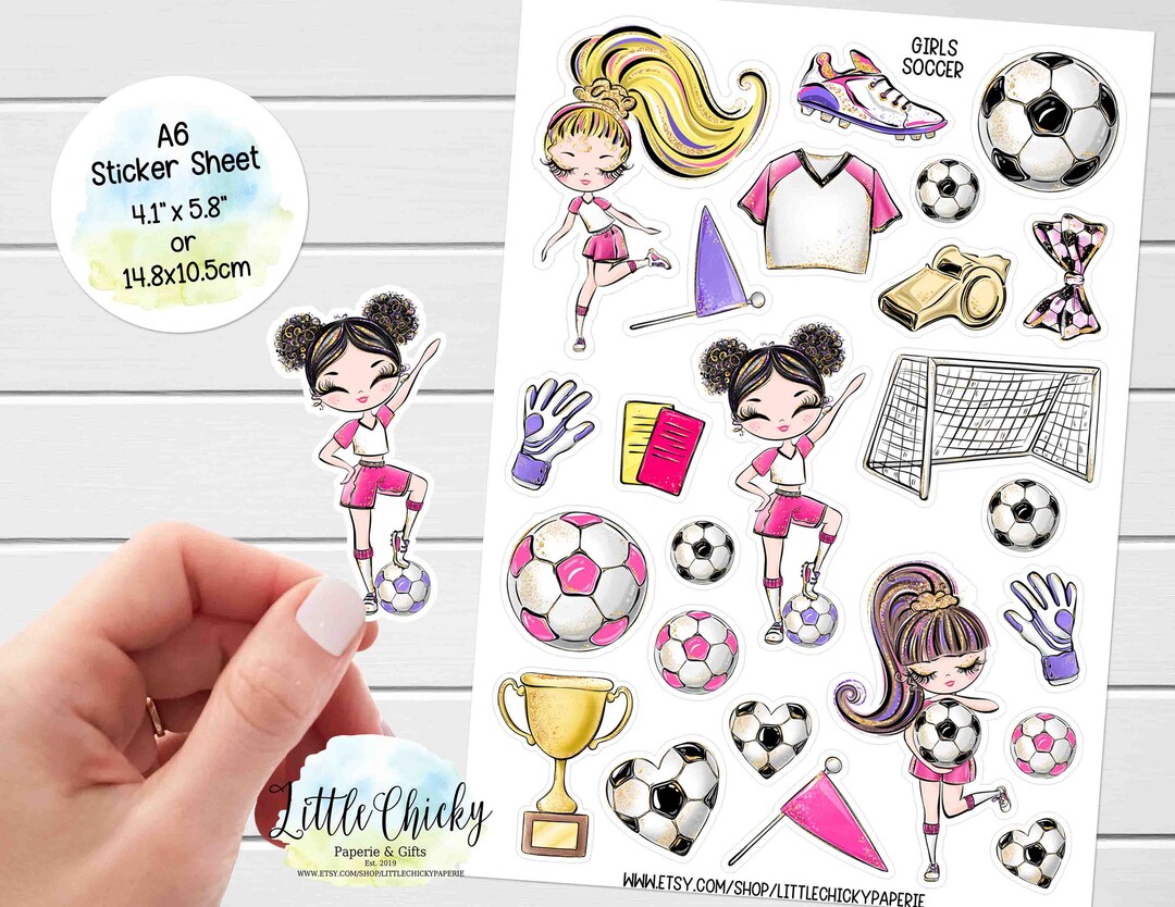 Sticker Sheet - Girls Soccer Planner Stickers, Scrapbook Stickers ...