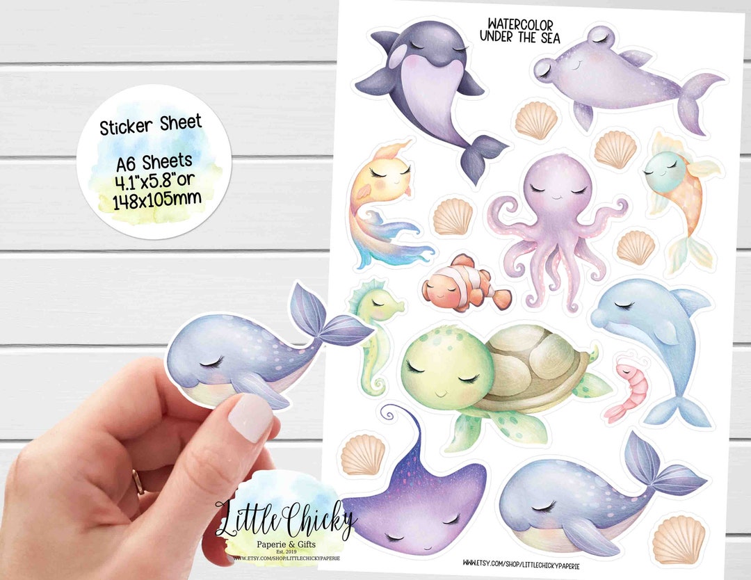 Sticker Sheet - Watercolor Under the Sea Stickers, Planner Stickers ...