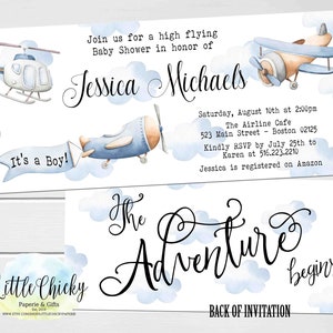 Airplane Baby Shower Invitation Baby Shower Invitation Boy - Etsy