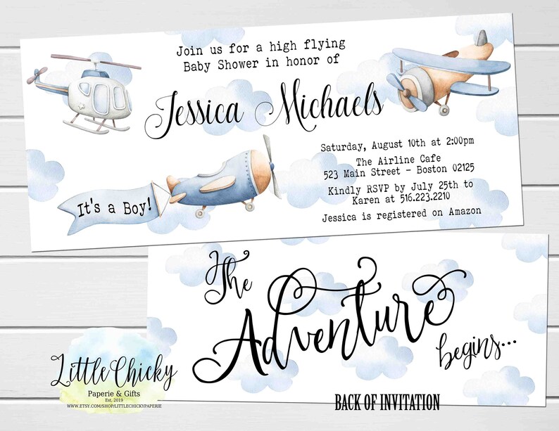 Airplane Baby Shower Invitation Baby Shower Invitation Boy - Etsy