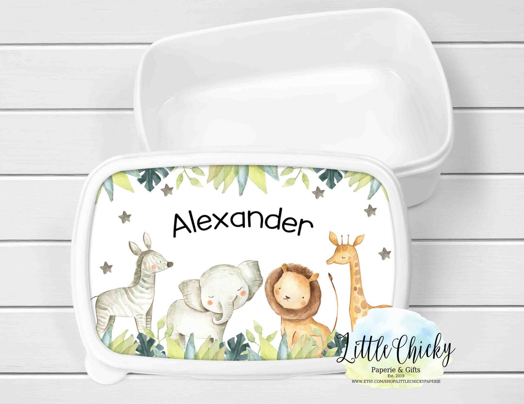 Personalized Safari Animals Lunch Box, Vesper Box, Brotbox, Safari ...