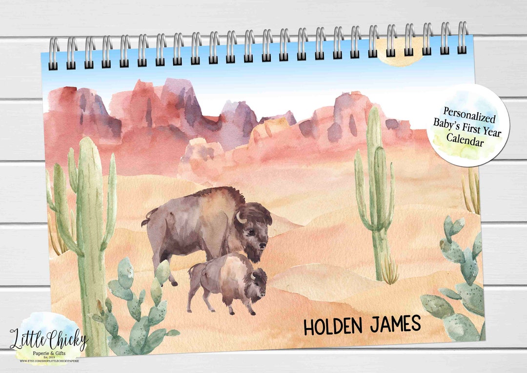 Buffalo First Year Calendar, Bison Baby's First Year Calendar, Aztec ...