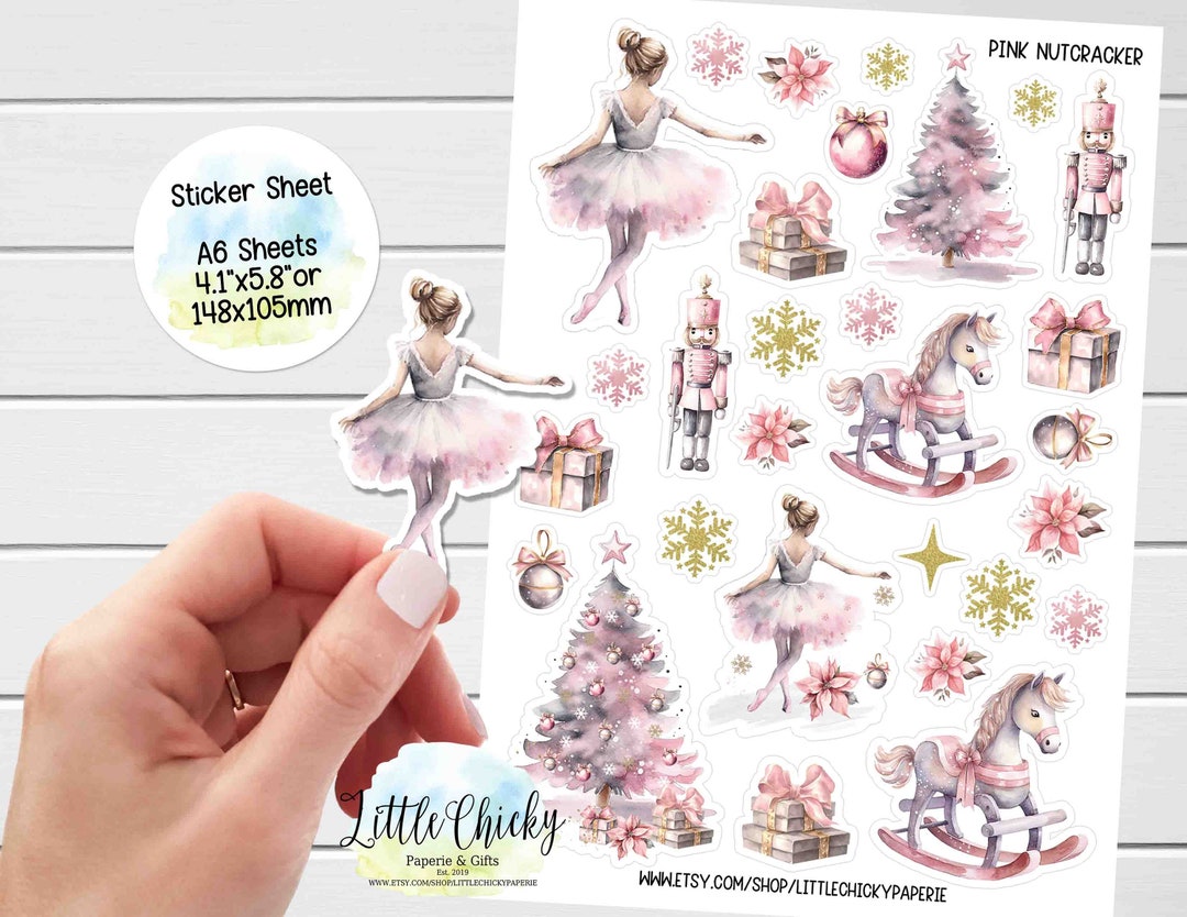 Sticker Sheet - Pink Nutcracker Christmas Stickers, Planner Stickers ...