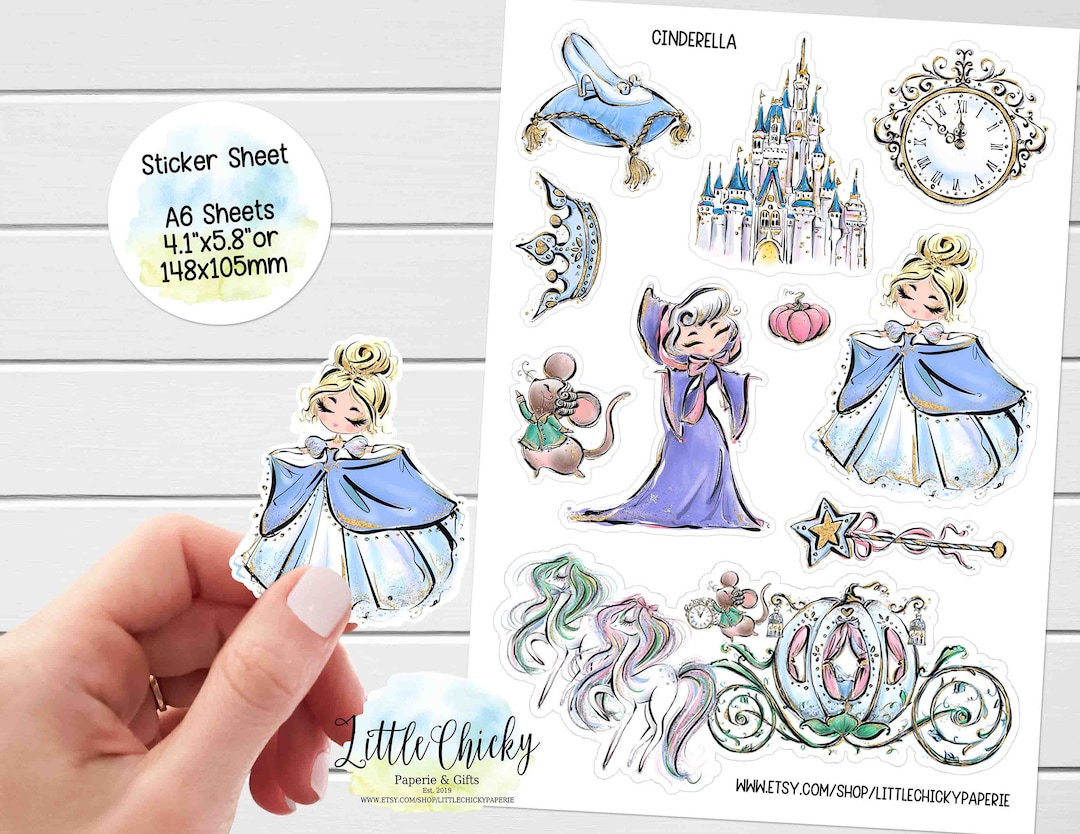 Sticker Sheet - Cinderella Stickers, Planner Stickers, Scrapbook ...