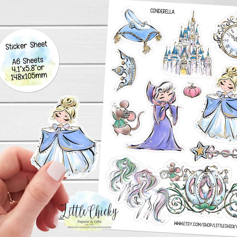 Cinderella Stickers - Etsy