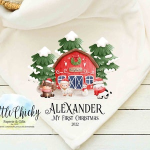 Farm Christmas Sublimation Design, First Christmas Farm Baby Blanket ...