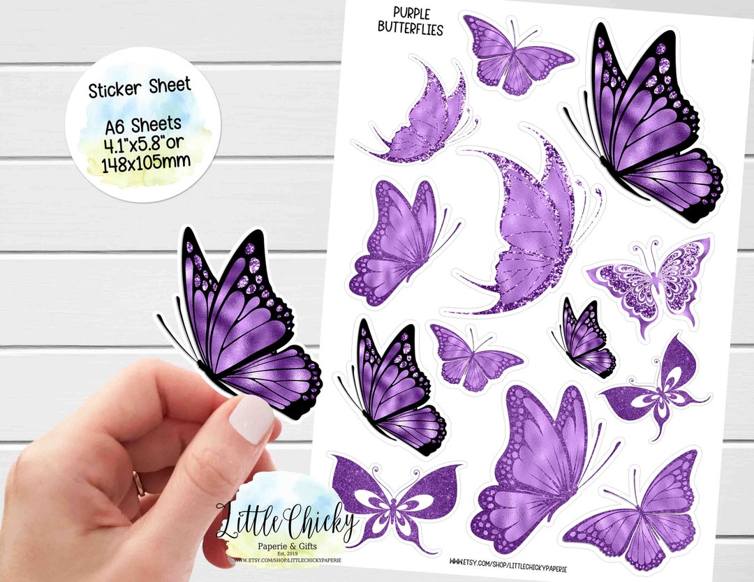 Sticker Sheet - Purple Butterfly Stickers, Butterfly Stickers, Planner ...