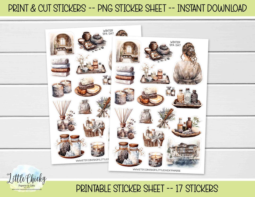 Printable Stickers - Winter Spa 1 Stickers, Print & Cut Stickers ...