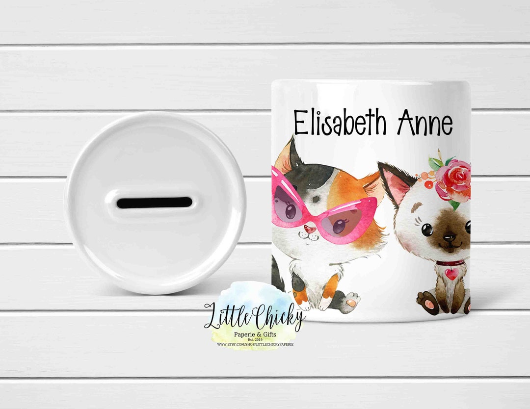 Personalized Money Box With Name Cats Money Box Kitten Coin - Etsy