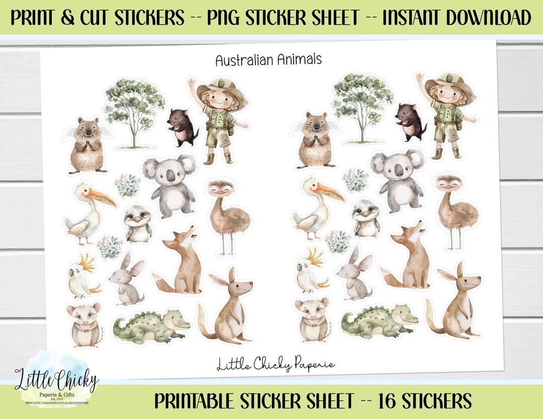 Printable Stickers - Australian Animal Stickers, PNG Stickers, Print ...
