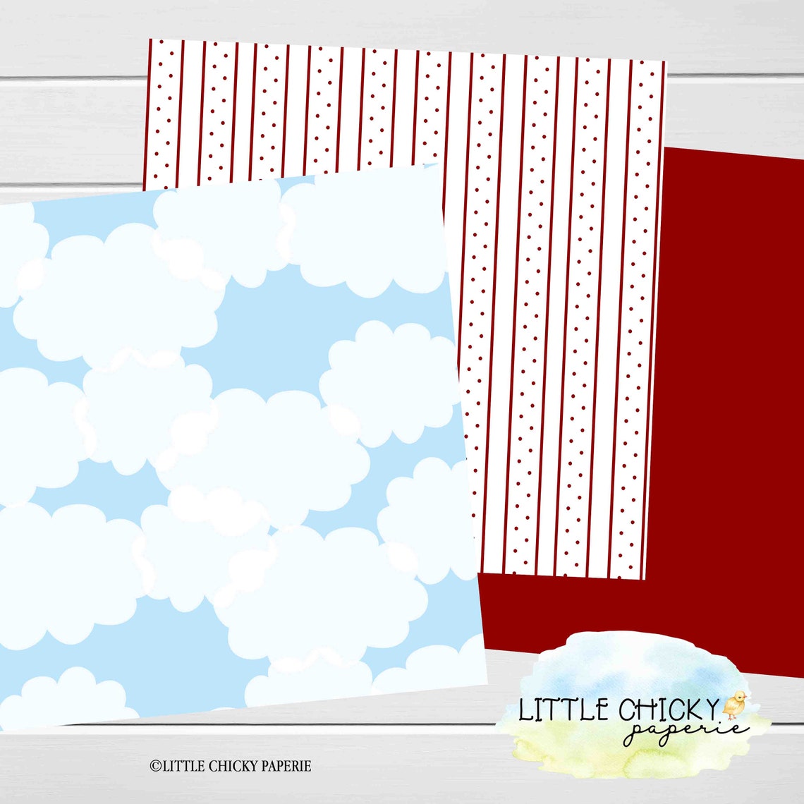 Airplane Digital Paper Set Blue Red and White Digital Paper - Etsy