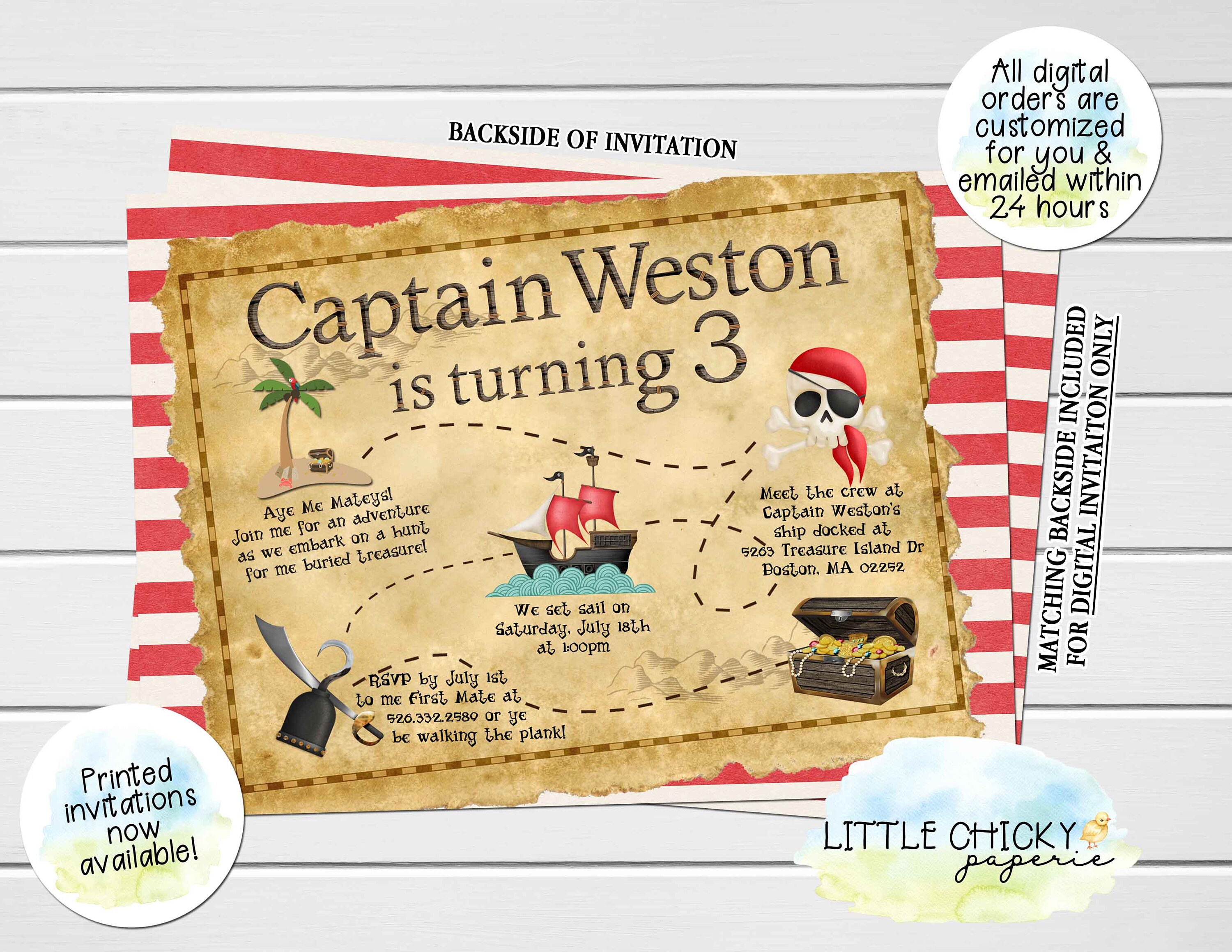 Pirate Map Invitation Template