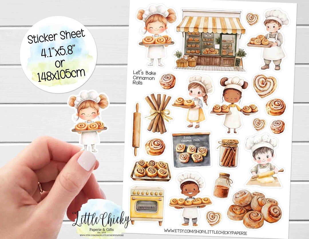 Sticker Sheet - Let's Make Cinnamon Rolls Stickers, Planner Stickers ...