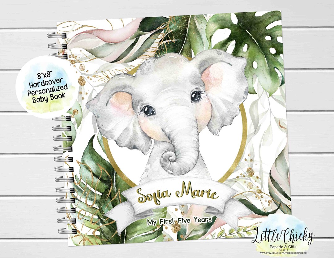 Elephant Safari Baby Keepsake Journal, Elephant Personalized Baby Book ...