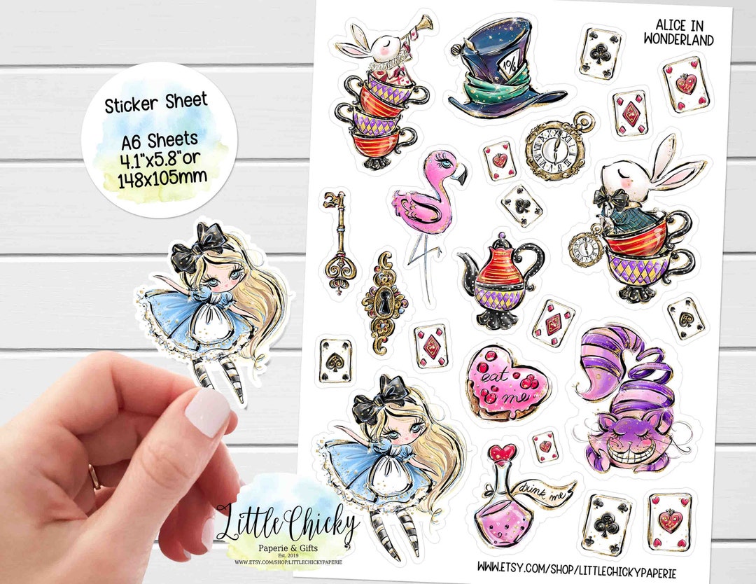 Sticker Sheet - Alice in Wonderland, Planner Stickers, Baby Book ...