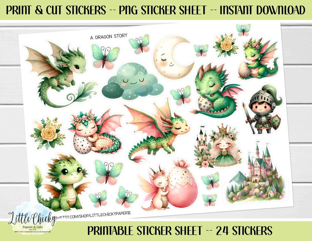 Printable Stickers - A Dragon Story PNG Stickers, Print and Cut ...