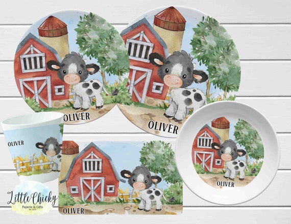 Cow Children's Plate Set Baby Cow Personalized Plate - Etsy
