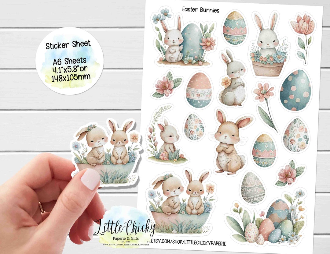 Sticker Sheet -easter Bunnies Sticker, Planner Stickers, Scrapbook ...