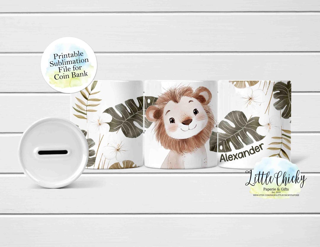 Money Box - Lion Money Box, Coin Bank Full Wrap Sublimation Design ...