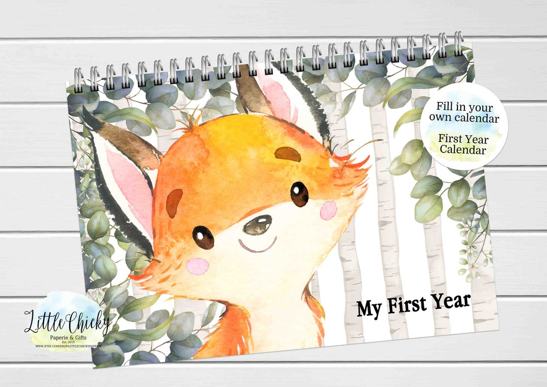 Fox First Year Baby Keepsake Calendar, Fox Woodland First Year Calendar ...