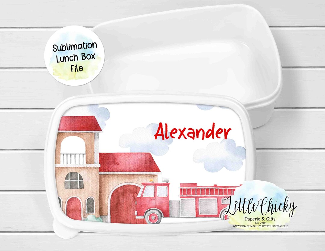 Firetruck Lunchbox Sublimation Design, Brotbox Sublimation PNG Design ...