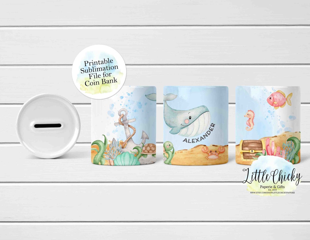 Under the Sea Money Box, Coin Bank Full Wrap Sublimation Design ...