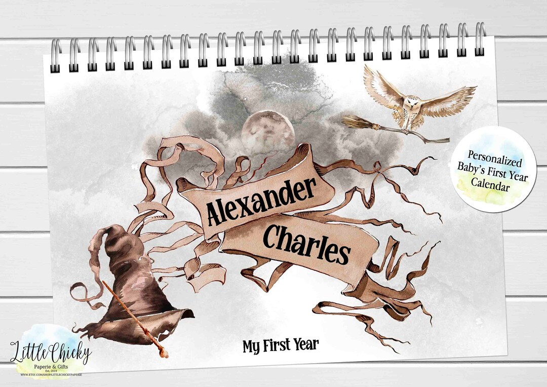 Baby First Year Calendar - Magic School First Year Calendar, Wizards ...