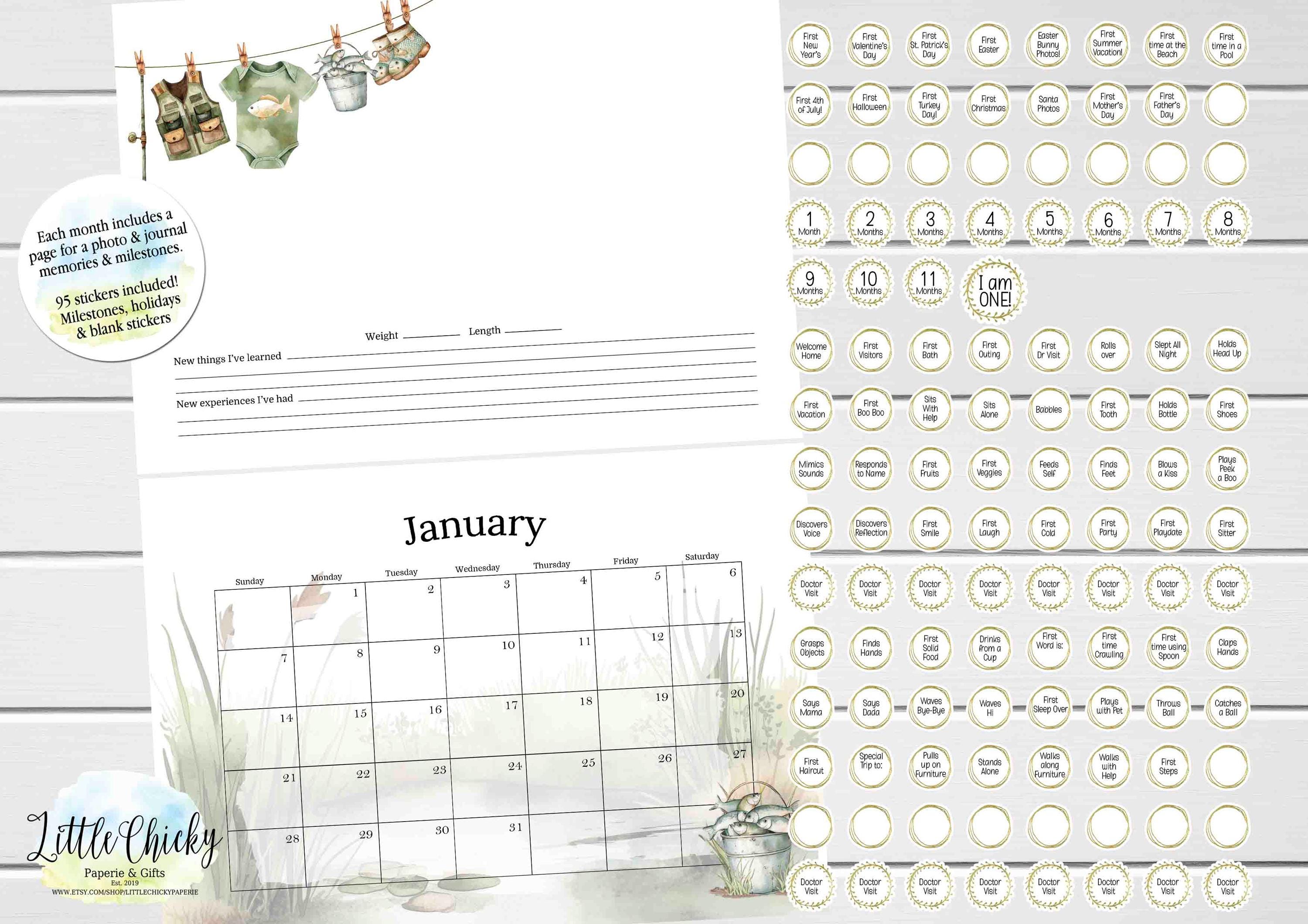 Baby First Year Calendar - Little Fisherman Baby's First Year Calendar ...