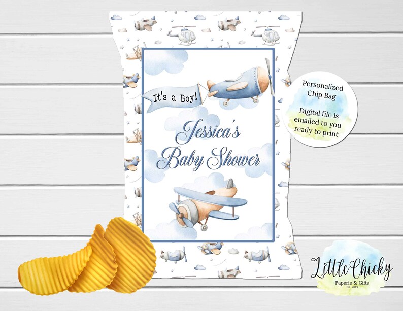 Airplane Chip Bag Printable Airplane Baby Shower Chip Bag | Etsy