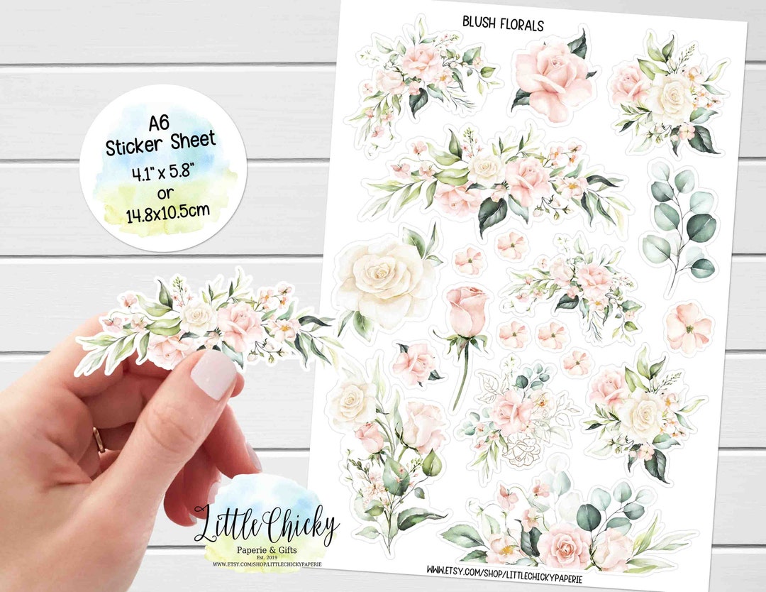 Sticker Sheet - Blush Florals Planner Stickers, Pink Floral Stickers ...