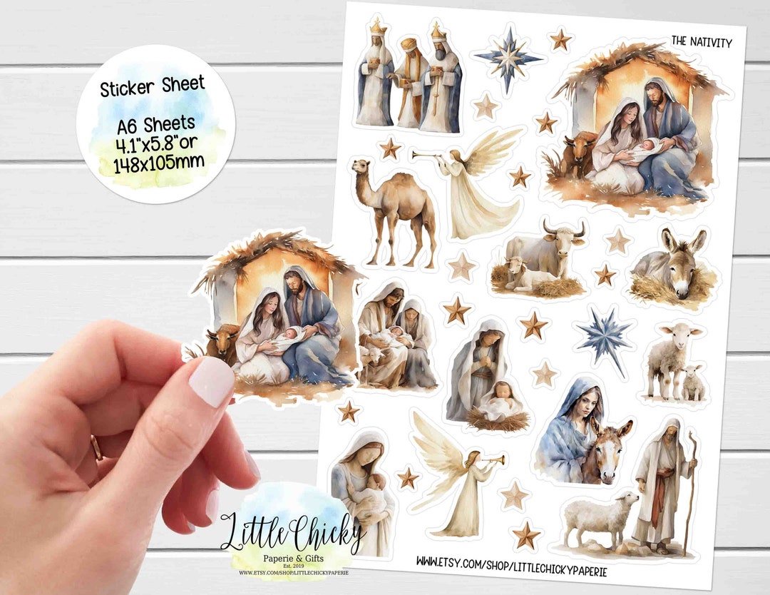Sticker Sheet - Nativity Christmas Stickers, Planner Stickers ...