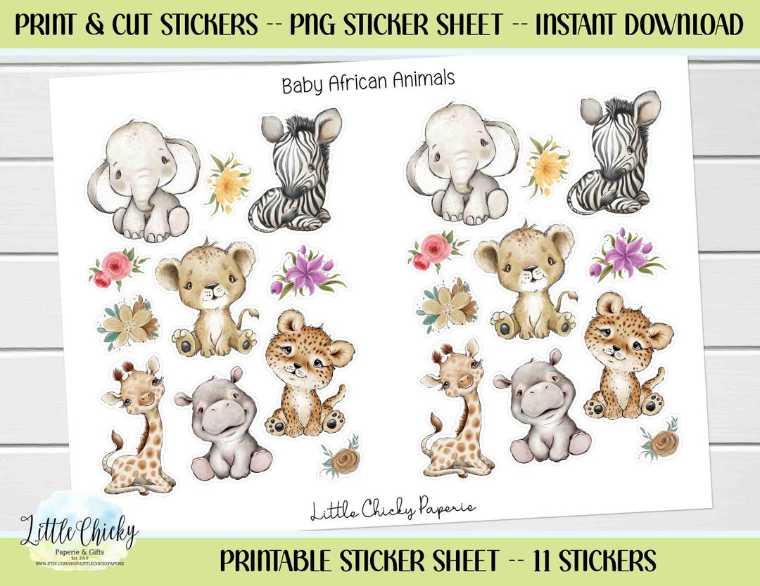 Printable Stickers - Baby African Animal Stickers, Stickers, Print ...