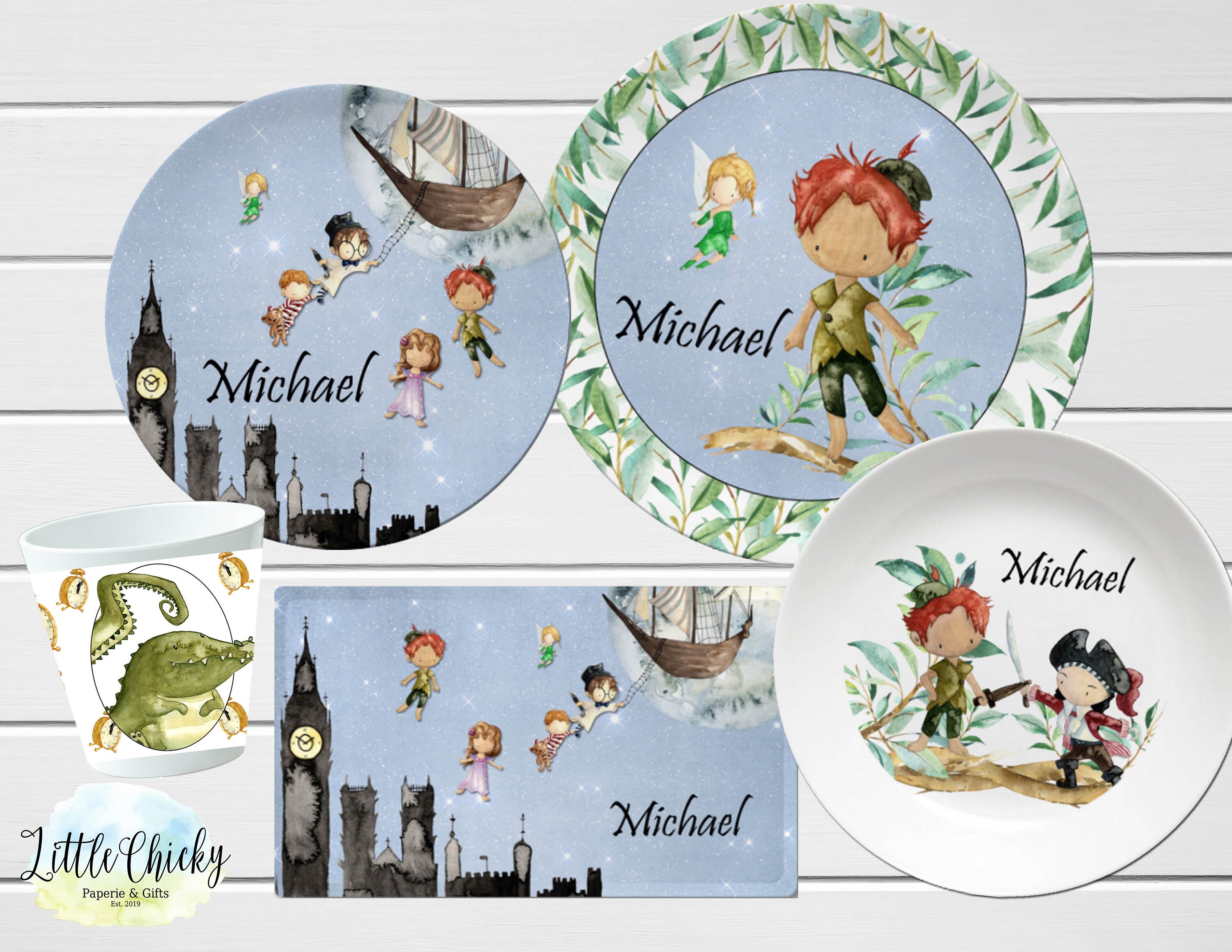 Peter Pan Children's Plate Set Peter Pan Personalized - Etsy UK