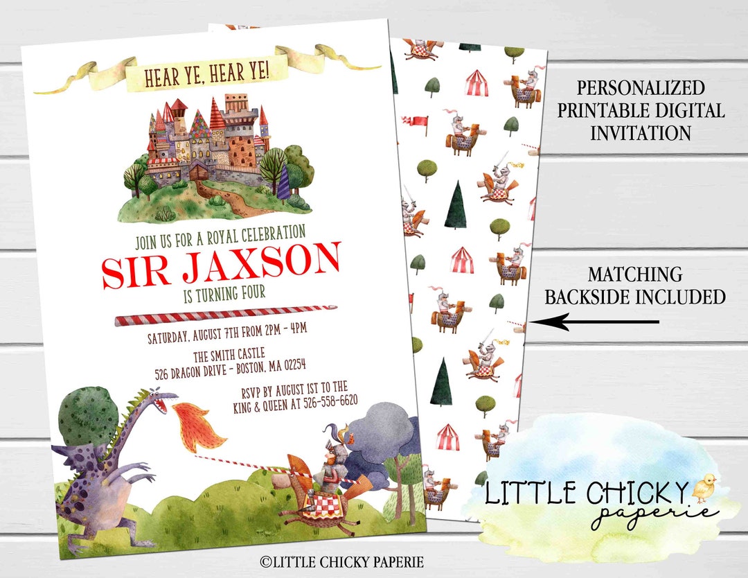 Medieval Knight Birthday Invitation, Knight Birthday Invitation, Knight ...