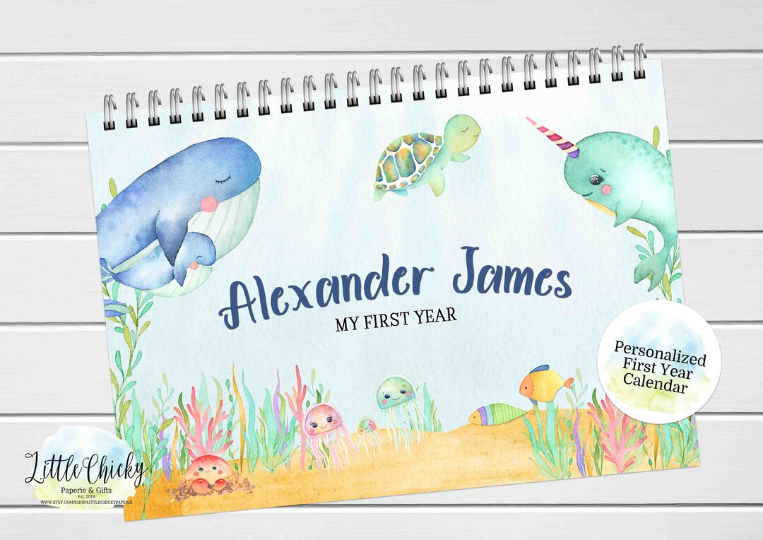 First Year Calendar - Under the Sea First Year Calendar With Milestone ...