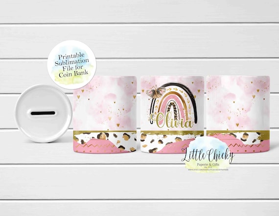 Pink Boho Rainbow Money Box Coin Bank Full Wrap Sublimation - Etsy UK