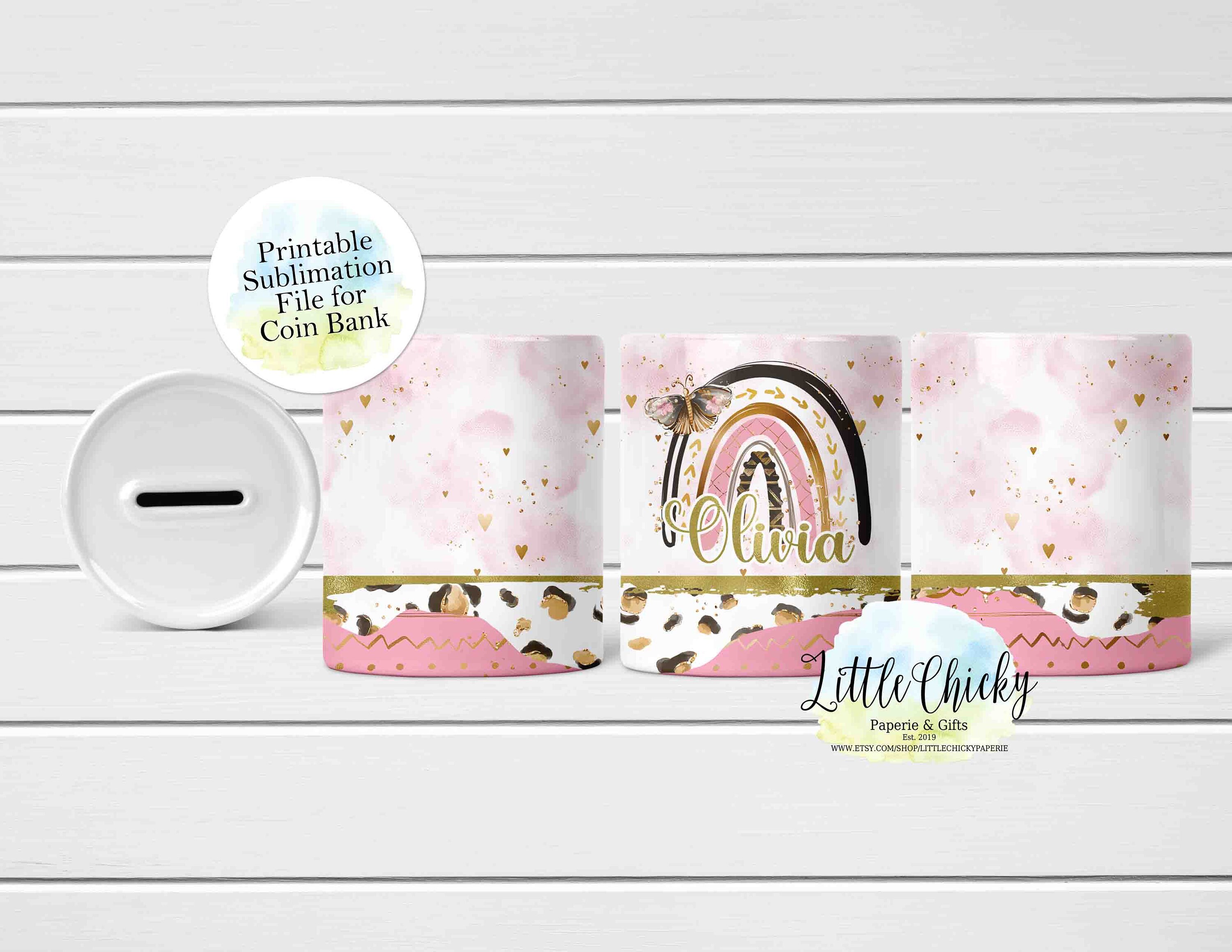 Pink Boho Rainbow Money Box Coin Bank Full Wrap Sublimation - Etsy