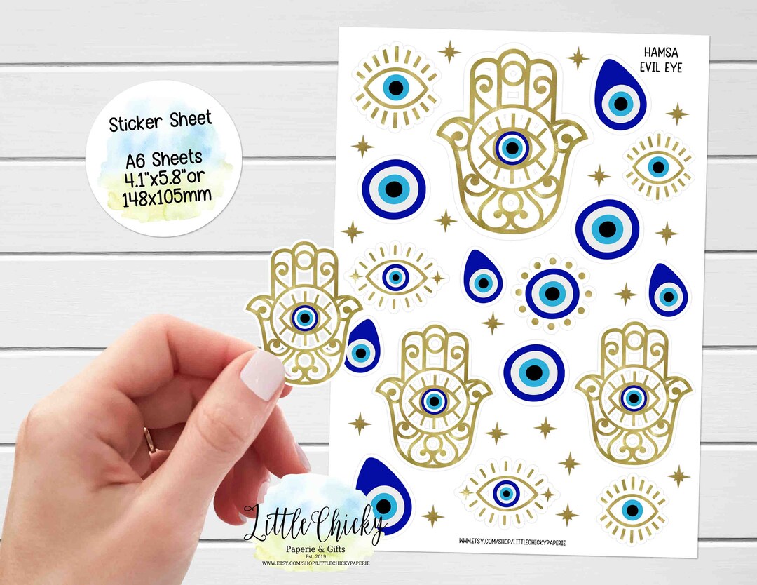 Sticker Sheet - Hamsa, Evil Eye, Hamza Planner Stickers, Scrapbook ...