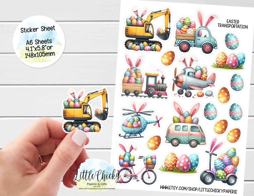 Sticker Sheet -easter Transportation Vehicle Stickers, Planner Stickers ...