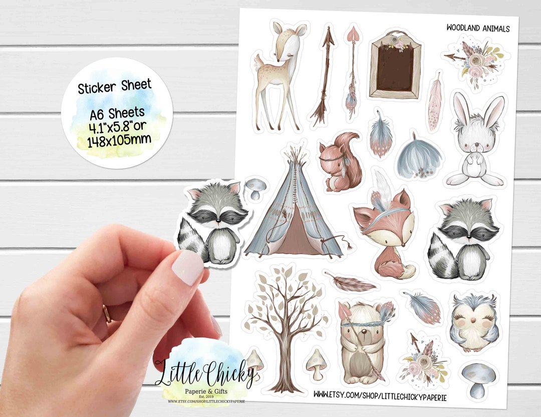 Sticker Sheet - Woodland Animals Stickers, Planner Stickers, Scrapbook ...