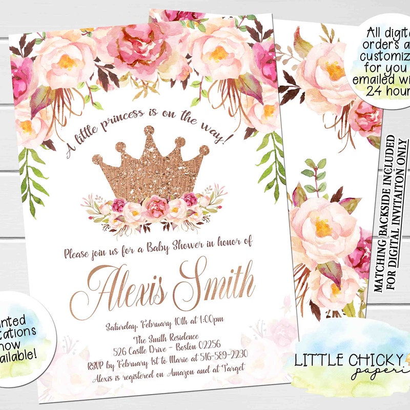 Princess Baby Shower Invitation - Etsy