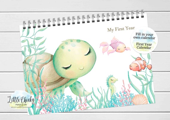 Under the Sea First Year Baby Keepsake Calendar Sea Turtle | Etsy