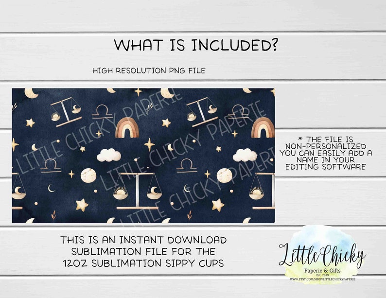 12oz Straight Sublimation Sippy Cup Wrap, Baby Libra Zodiac Sippy Cup ...