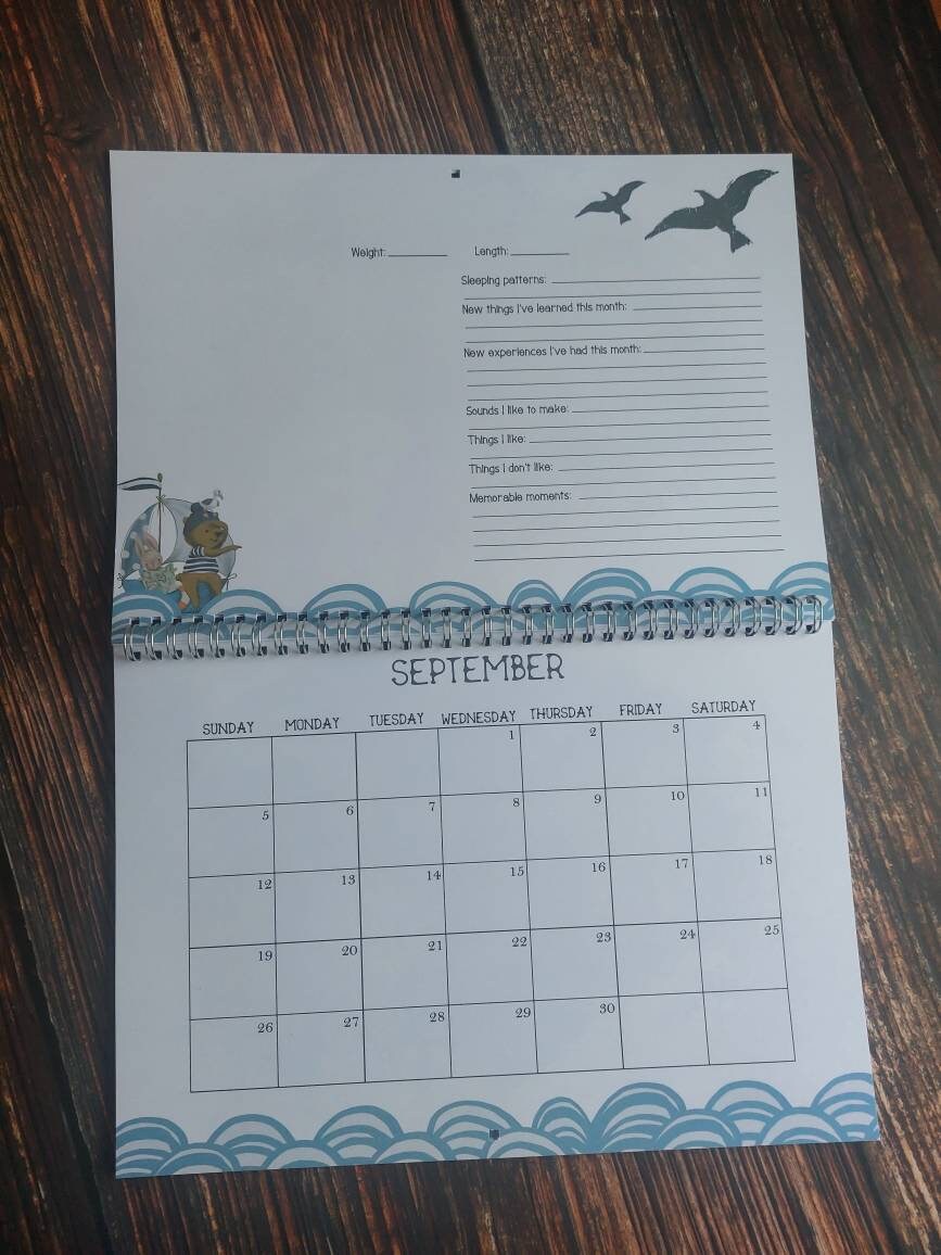 Nautical Baby First Year Keepsake Calendar Nautical First | Etsy