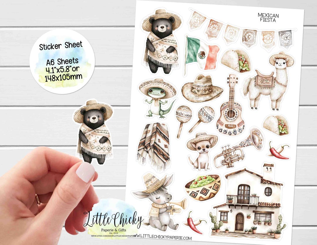 Sticker Sheet - Mexican Fiesta Stickers, Planner Stickers, Scrapbook ...