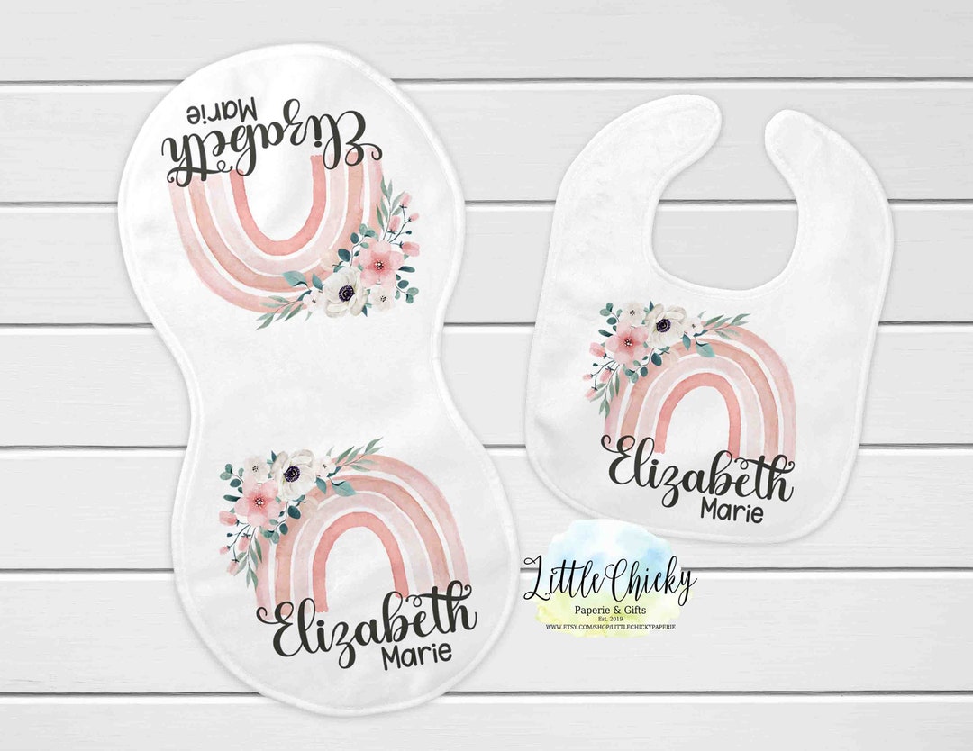 Pink Floral Boho Rainbow Sublimation Design, Rainbow Burp Cloth and Bib ...